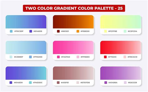 Gradient Color Palette With Color Codes In Rgb Or Hex Catalog Trendy Colors Gradient Swatches