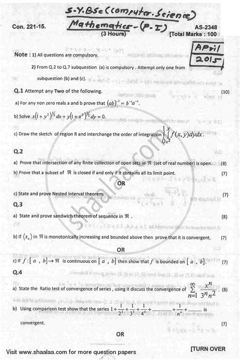 mathematics 1 2014 2015 b sc computer science idol correspondence