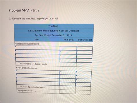 Solved Problem 14 1a Cost Computation Classification And