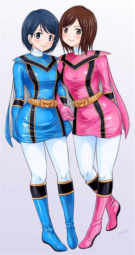 Ozu Houka Magipink Magiblue And Ozu Urara Super Sentai And 1 More Drawn By Abe Tsukumo