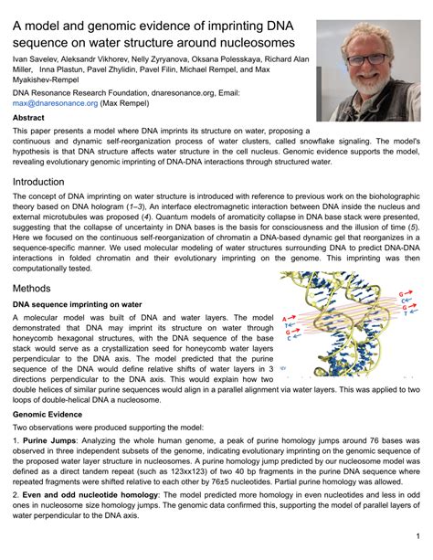 Pdf A Model And Genomic Evidence Of Imprinting Dna Sequence On Water Structure Around Nucleosomes