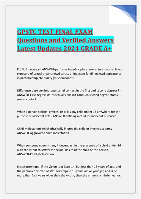 Gpstc Test Final Exam Questions And Verified Answers Latest Updates