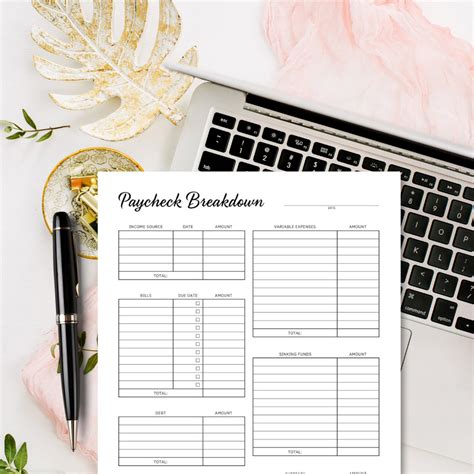 Paycheck Allocation Spreadsheet Budget Management Tool Digital