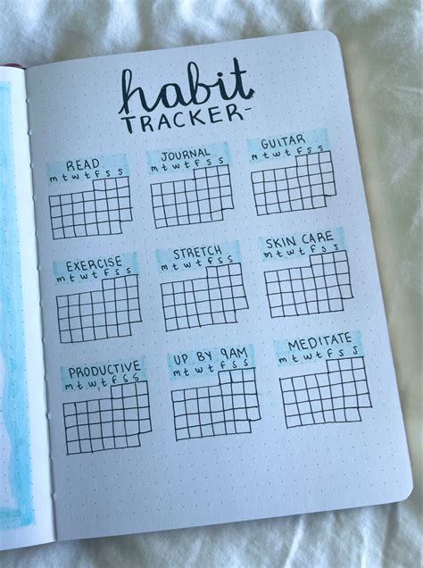 Habit Tracker Bullet Journal Minimalist Simple Habit Tracker Blue Artofit