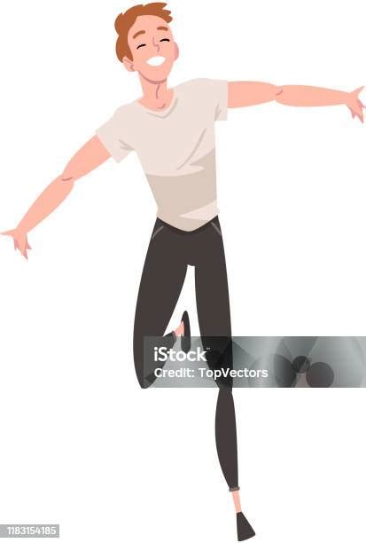 웃는 젊은 남자 실행 와 팔 뻗어 행복 한 긍정적인 사람 문자 기뻐하는 벡터 일러스트 경관에 대한 스톡 벡터 아트 및 기타 이미지 경관 남성 남자 Istock
