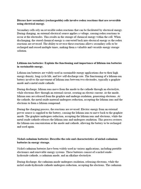 Sustainable Energy Script Pdf Lithium Ion Battery Rechargeable