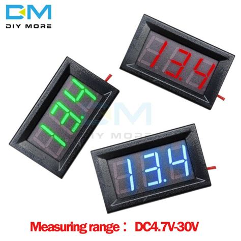 Diymore Dc4 5 30v 0 56 Inch 2 Wires Digital Voltmeter Blue Red Green Led Vehicles Motor Volt