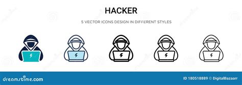 Hacker Icon In Filled Thin Line Outline And Stroke Style Vector Illustration Of Two Colored