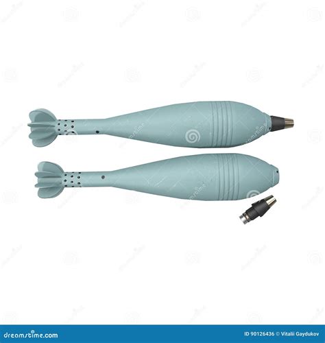 Mine For Mortar Military Ammunition On White Isolated Background 3d