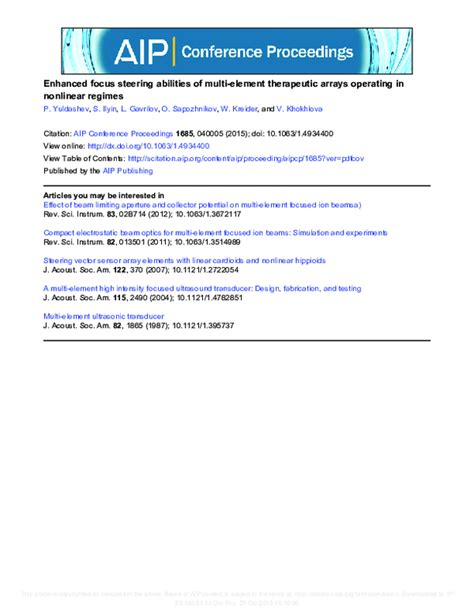 Pdf A Multi Element High Intensity Focused Ultrasound Transducer