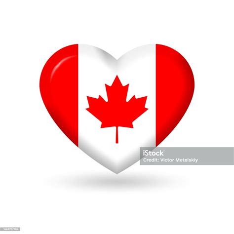 캐나다 심장 플래그 3d 아이콘 배지 또는 버튼입니다 캐나다 국가 상징입니다 벡터 그림입니다 캐나다에 대한 스톡 벡터 아트 및