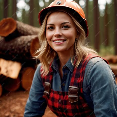 Premium Photo Woman Lumberjack Smiling