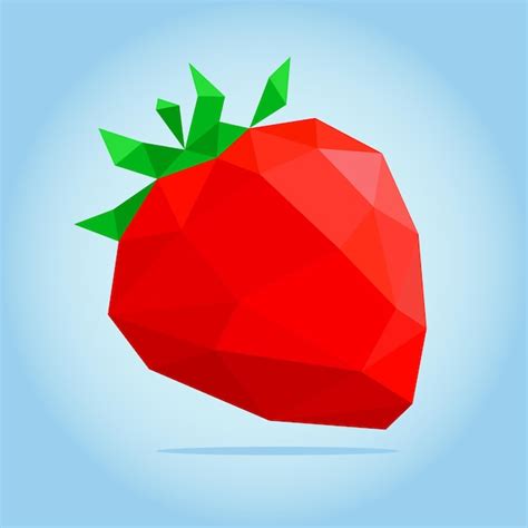 딸기 다각형 아트 이미지 벡터 일러스트 레이 션 프리미엄 벡터