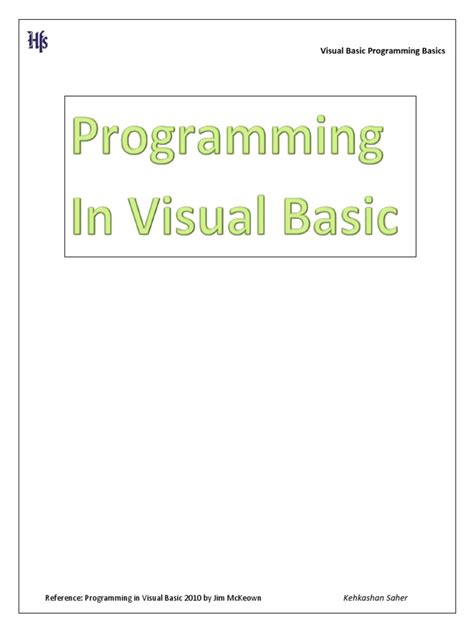 Visual Basic Programming Basics Pdf Control Flow Variable Computer Science