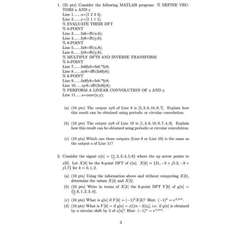 Solved 1 25 Pts Consider The Following Matlab Program