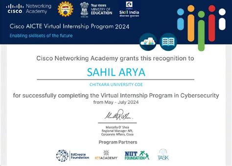 Cybersecurity Cisconetworkingacademy Learningjourney Techskills Sahil Arya