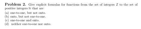 solved problem 2 give explicit formulas for functions from the set of
