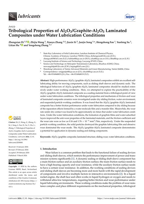 Pdf Tribological Properties Of Al2o3graphite Al2o3 Laminated Composites Under Water