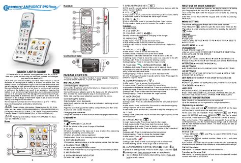 Geemarc Amplidect 595 Quick User Guide Installation And Safety Instructions
