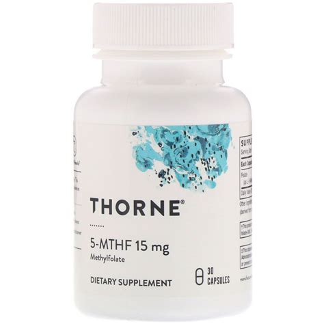 Метафолин 5-MTHF Thorne Research 15 Мг 30 Вегетарианских Капсул ...