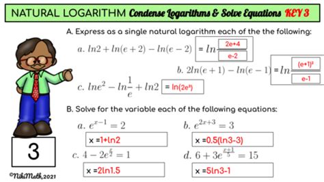 Natural Logarithm Condensing Logs And Solving Equations Practice 30