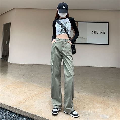 여성용 아메리칸 하이 웨이스트 워크웨어 청바지 스트레이트 루즈 슬리밍 와이드 레그 팬츠 2022 가을 신상품 위시버킷