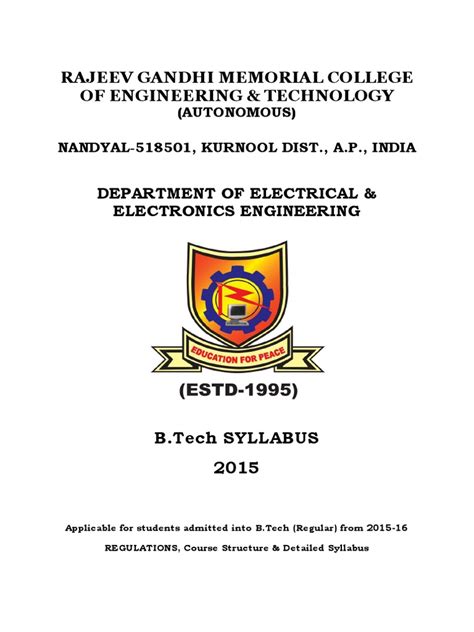 Rgmcet Eee R15 Syllabus Book Pdf Pdf Course Credit Vocational Education