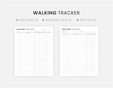 Premium Vector Walking Tracker Template Printable Walking Journal