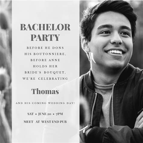 Upcoming Wedding Bachelor Party Invitation Template Free