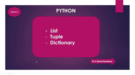 Python 4 List Tuple Dictionary YouTube