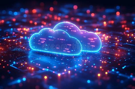 Futuristic Cloud Computing Network Abstract Data Flow And Digital Cloud Server Stock Illustration