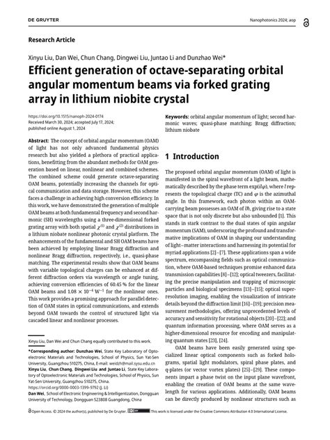Pdf Efficient Generation Of Octave Separating Orbital Angular Momentum Beams Via Forked