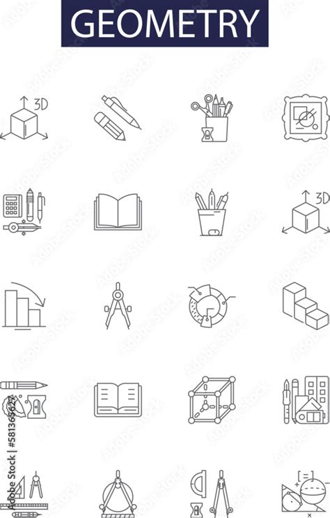 geometry line vector icons and signs angles lines triangles circles