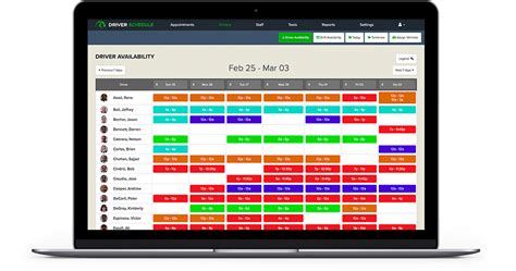 Driver Employee Availability Software Driver Schedule