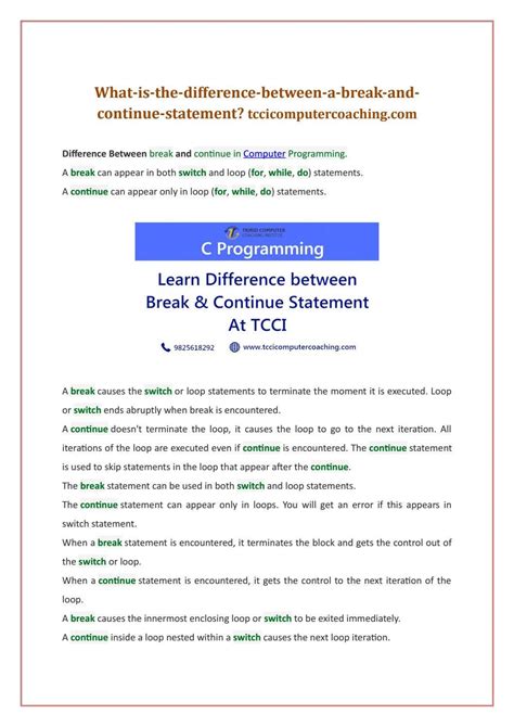 What Is The Difference Between A Break And Continue Statement