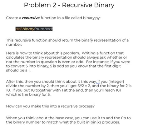 Solved Problem 2 Recursive Binary Create A Recursive Function In