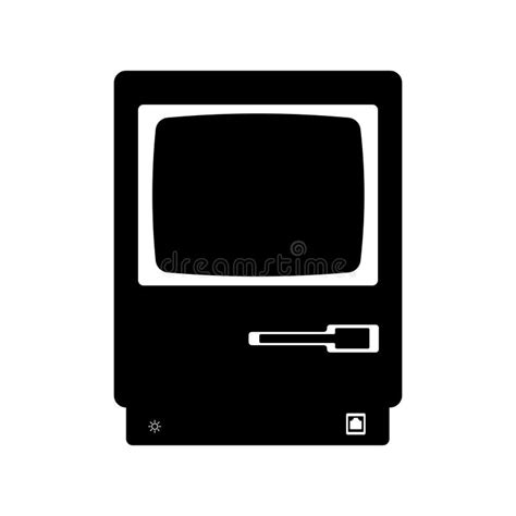 Crt Monitor Silhouette Black And White Icon Design Element On Isolated White Background Stock