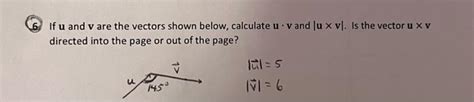 Solved If U And V Are The Vectors Shown Below Calculate Uv Chegg