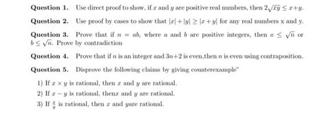 solved question 1 use direct proof to show if x and y are