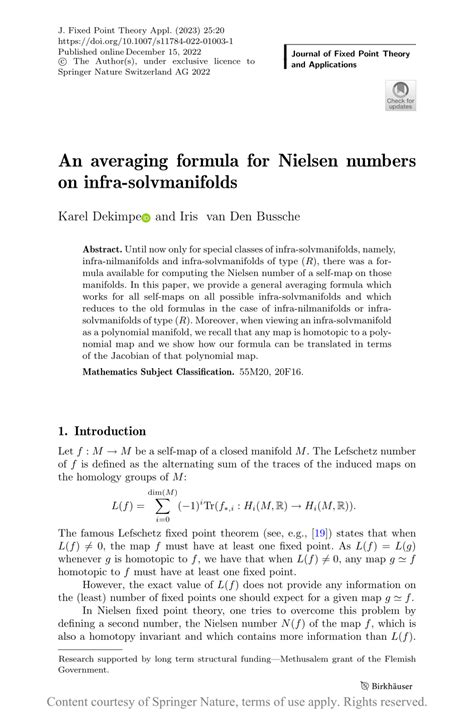 an averaging formula for nielsen numbers on infra solvmanifolds request pdf