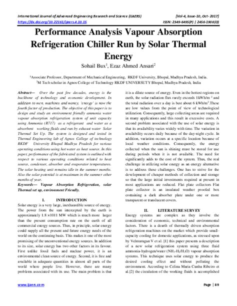 Pdf Performance Analysis Vapour Absorption Refrigeration Chiller Run