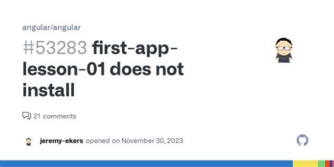 First App Lesson 01 Does Not Install · Issue 53283 · Angularangular