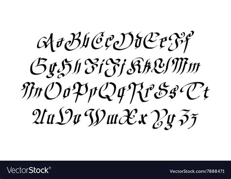 Blackletter Gothic Script Hand Drawn Font Vector Image