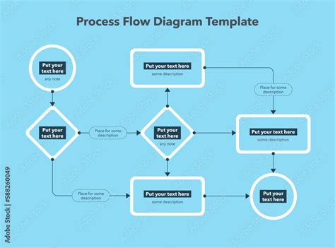 Modern Looking Template For Process Flow Diagram Blue Version Simple Flat Template For Data