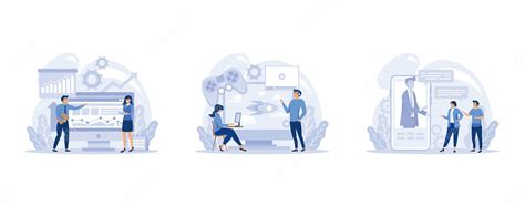 Premium Vector It Profession Set Programmer Write Software And