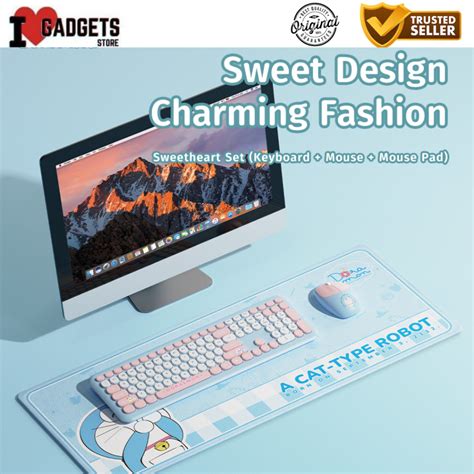 Rock Space Doraemon Sweetheart Set Keyboard Mouse Mouse Pad Shopee Malaysia