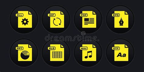 Set Ppt File Document Eps Xls Wav Pdf  Otf And Dll Icon