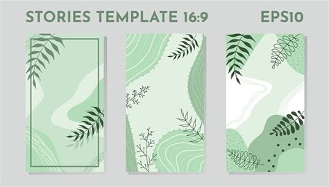 꽃 이야기 템플릿 정원 식물 포스터의 벡터 세트 꽃 구성 레이아웃과 트렌디 한 소셜 미디어 스토리 템플릿 소셜 미디어에 대한 추상적 인 배경 포스트용 수직 허브 프레임 개체