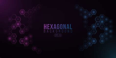 하이테크 프로젝트를 위한 미래지향적육각형 사이버 배경 빛나는 파란색과 보라색 공상 과학 패턴빛 효과 과학 디자인을위한 블루 벌집