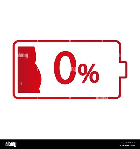 Zero Percent Battery Icon Low Power Vector Symbol Empty Battery Charge Sign Energy Saving